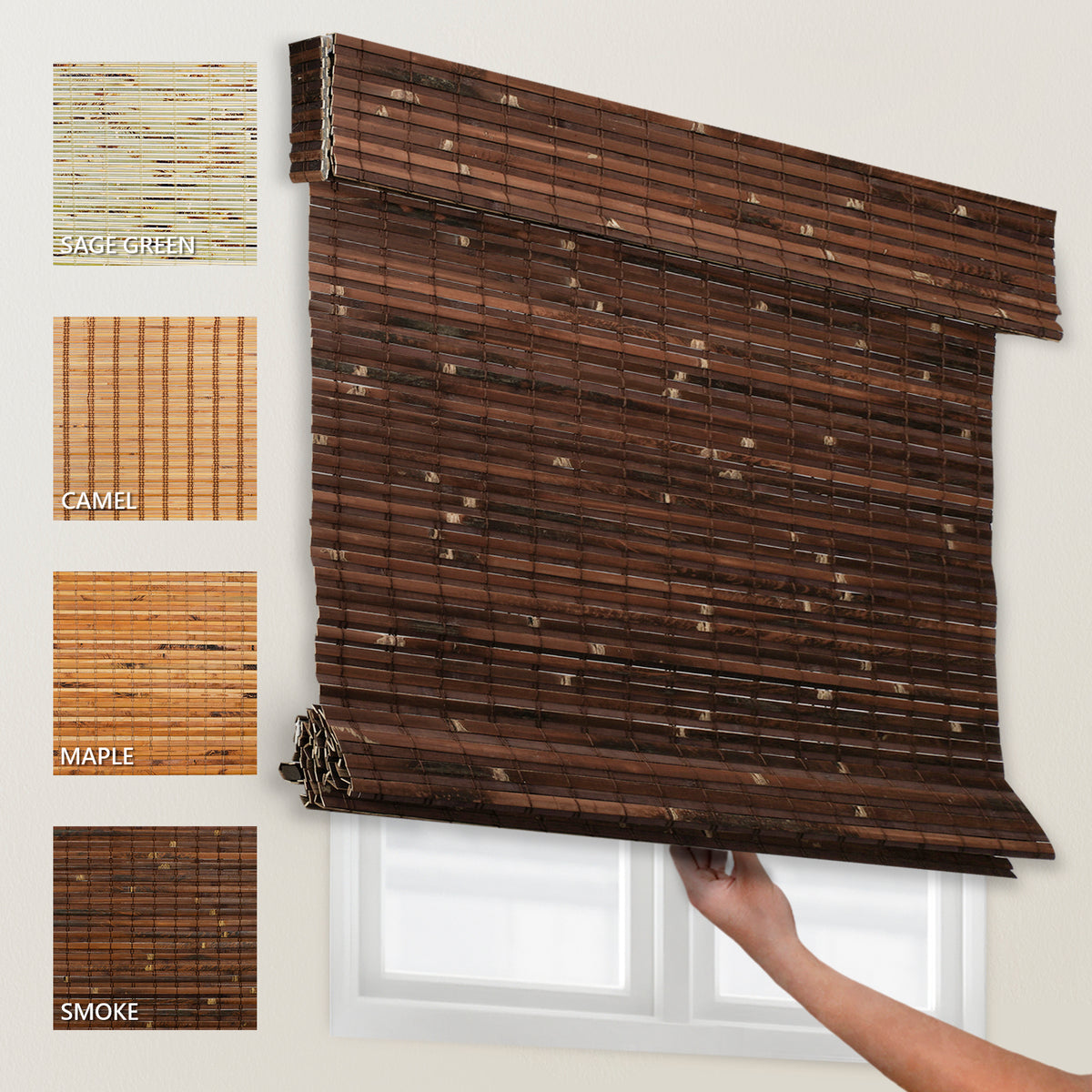 Custom Bamboo Shades – Blackout, Smoke – Chicology