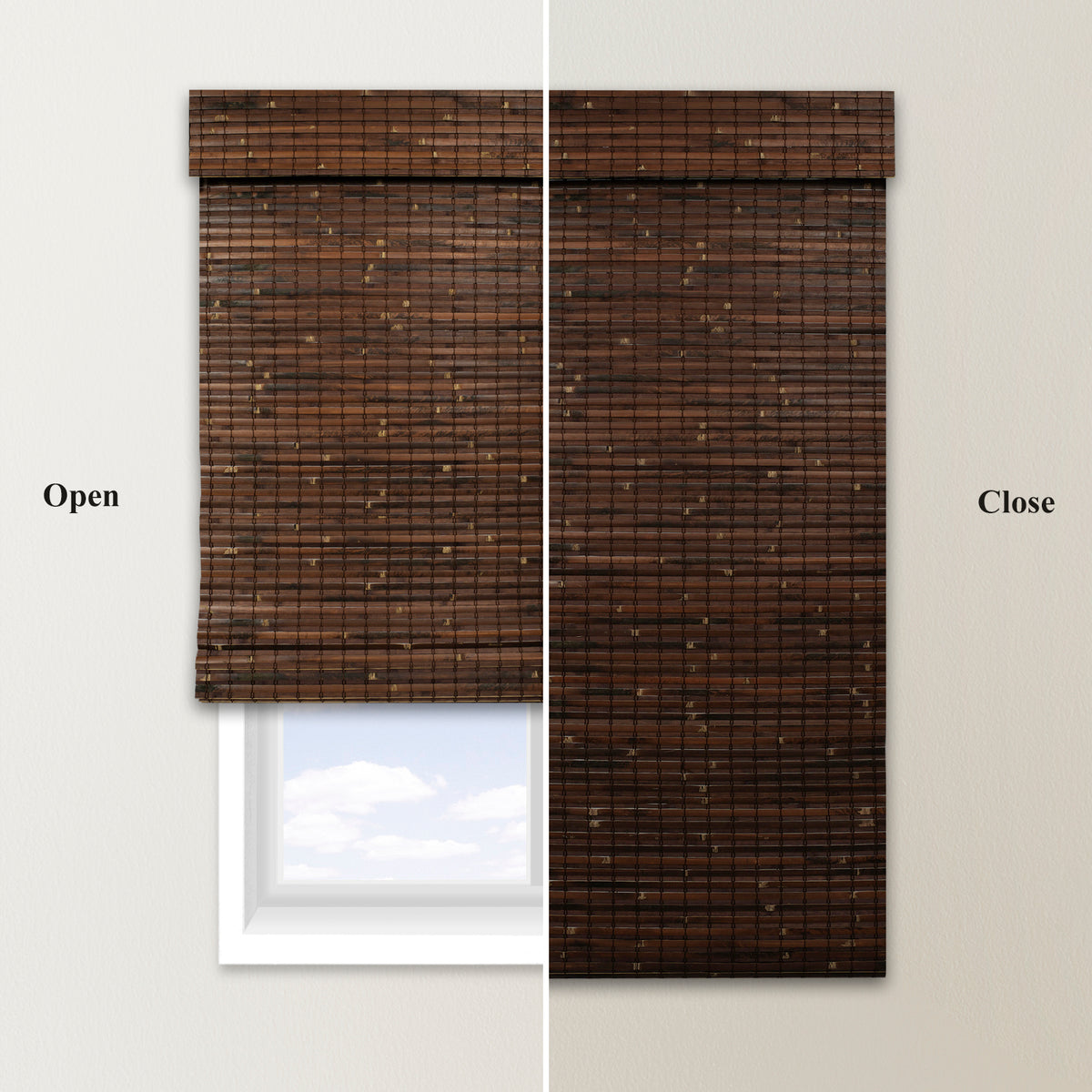 Custom Bamboo Shades – Blackout, Smoke – Chicology