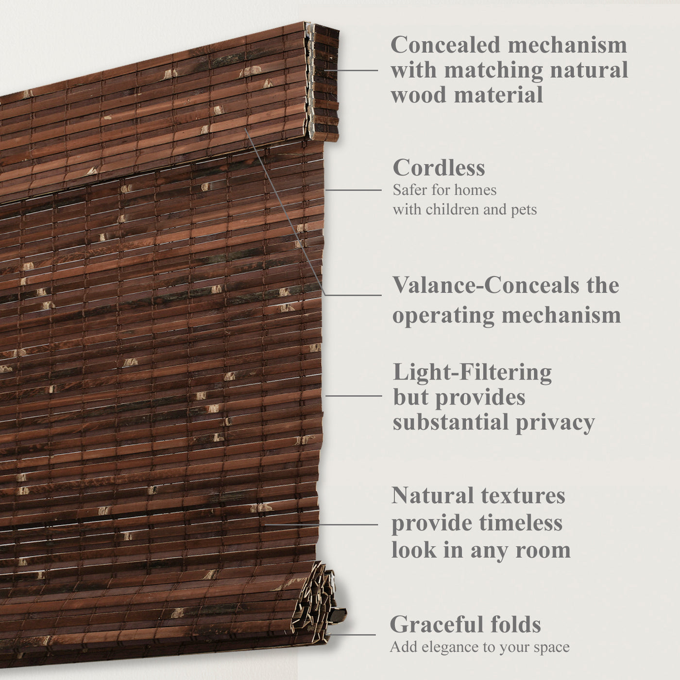 Custom Bamboo Shades – Blackout, Smoke – Chicology