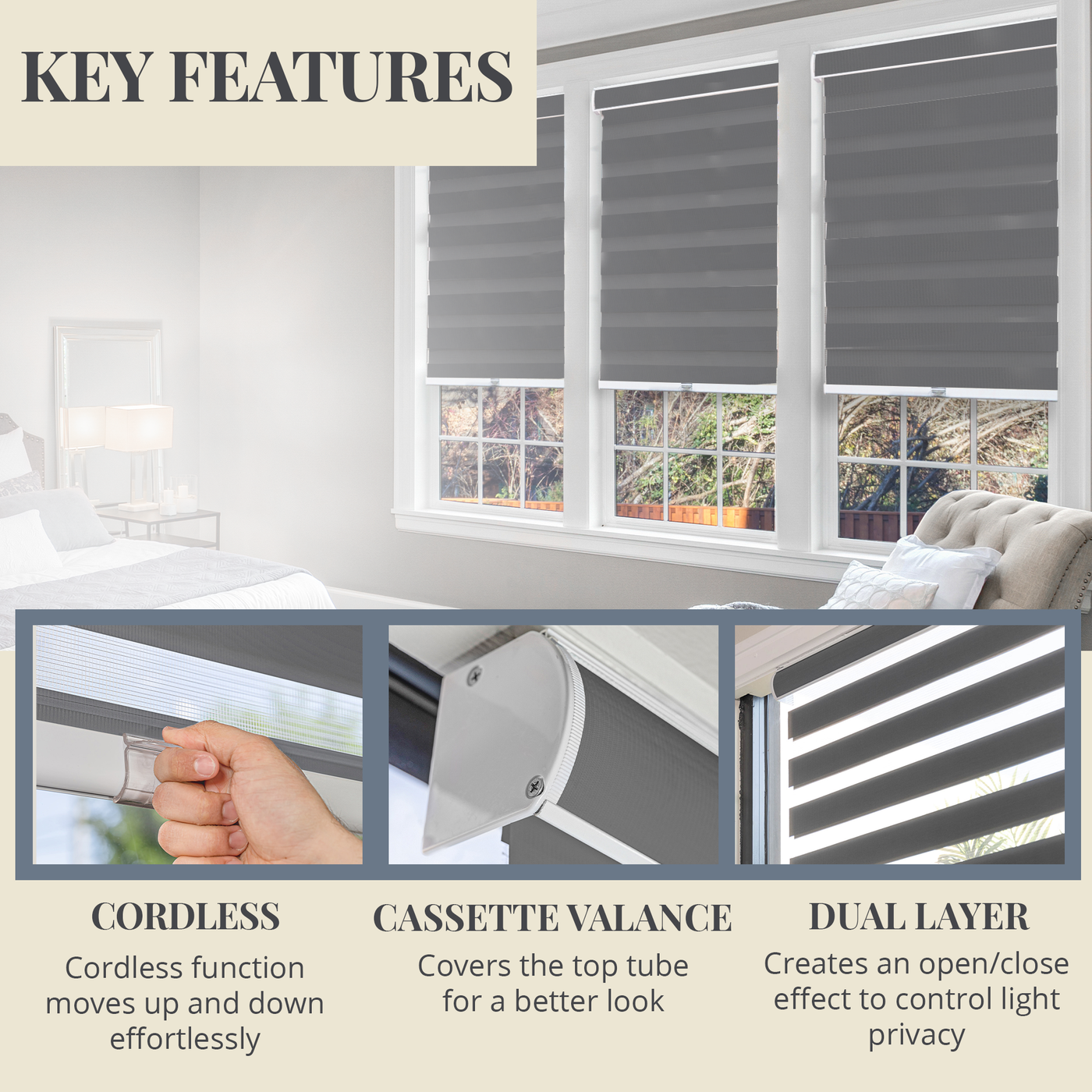 Light Filtering/Room Darkening Zebra Roller Shade – Chicology