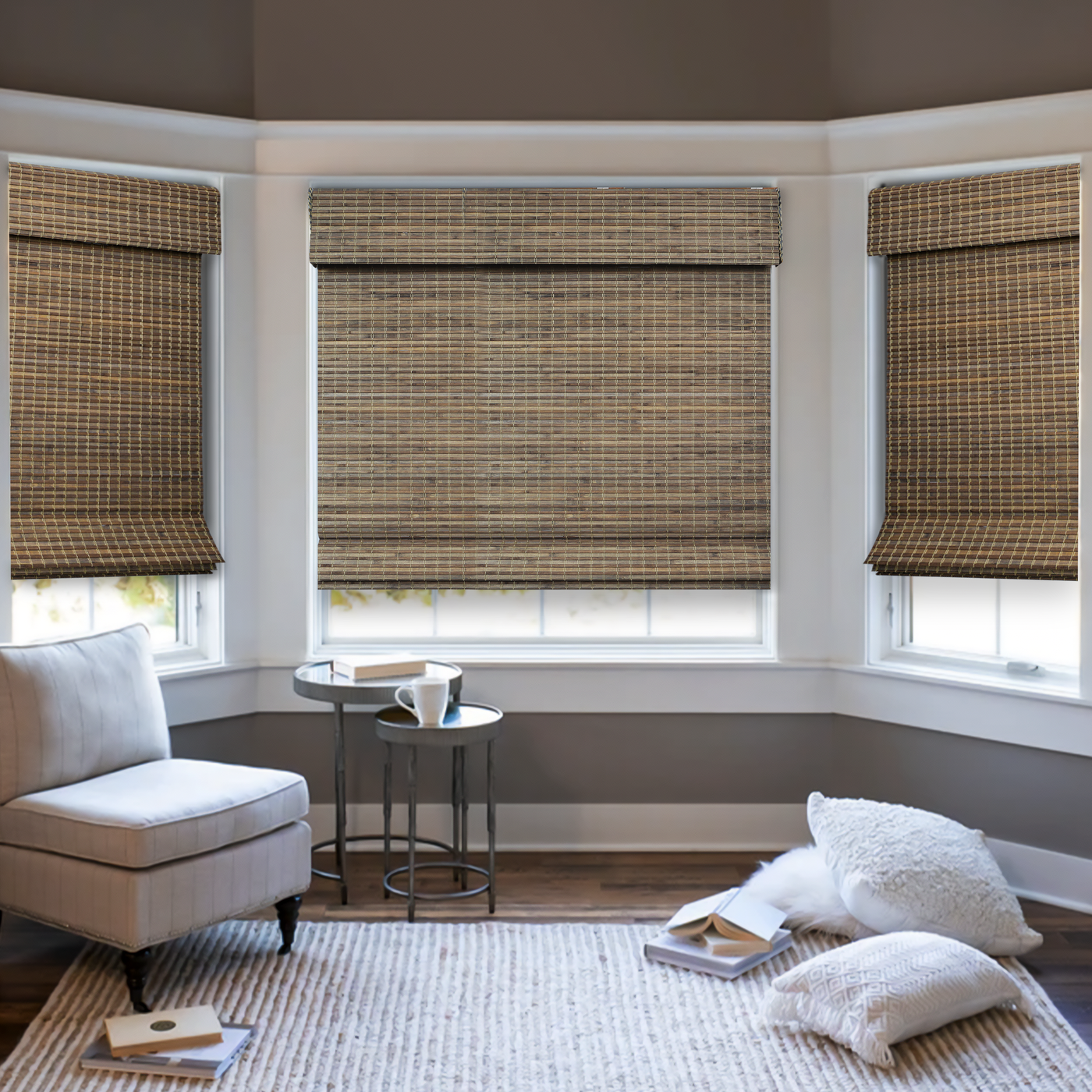 Custom Bamboo Shades – Blackout, Smokey Ash – Chicology